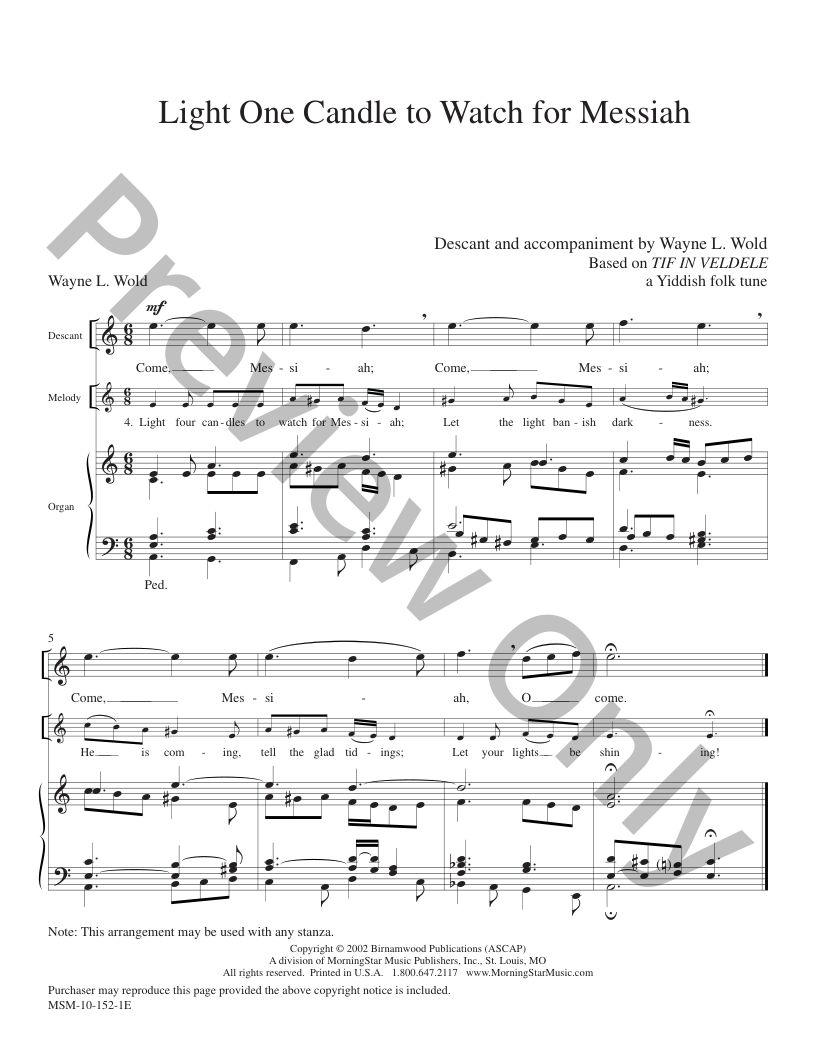 Light One Candle to Watch for Messiah Choral Sheet Music | J.W. Pepper