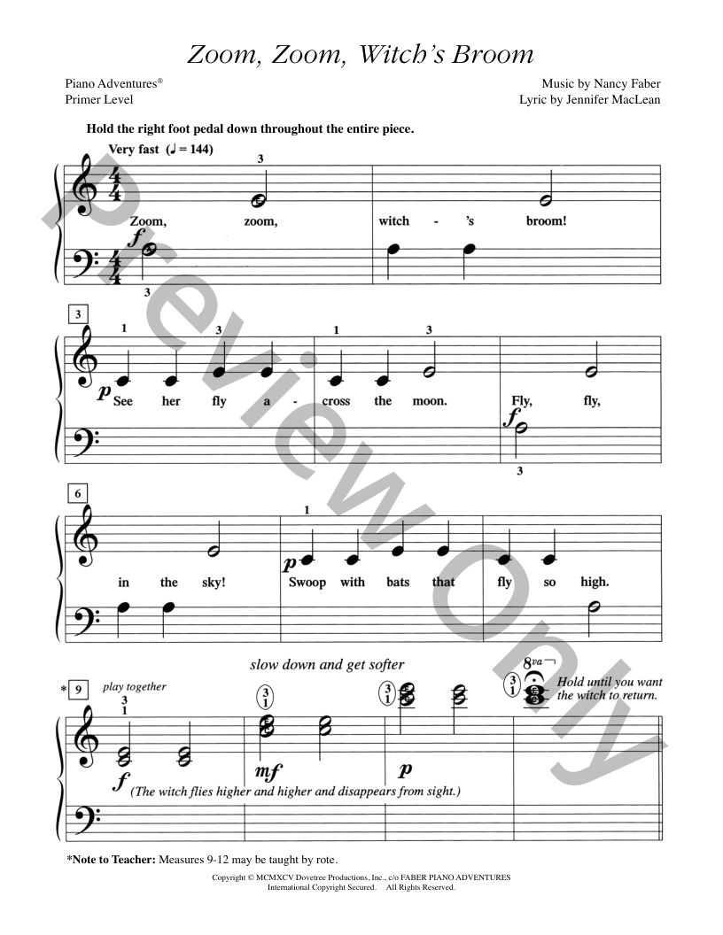 Zoom, Zoom, Witch's Broom Piano Sheet Music | J.W. Pepper
