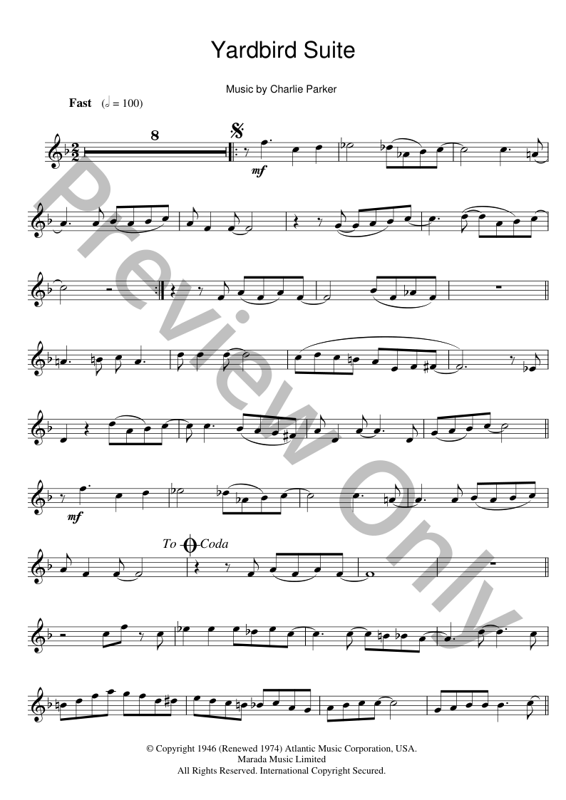 Yardbird Suite Sheet Music | J.W. Pepper