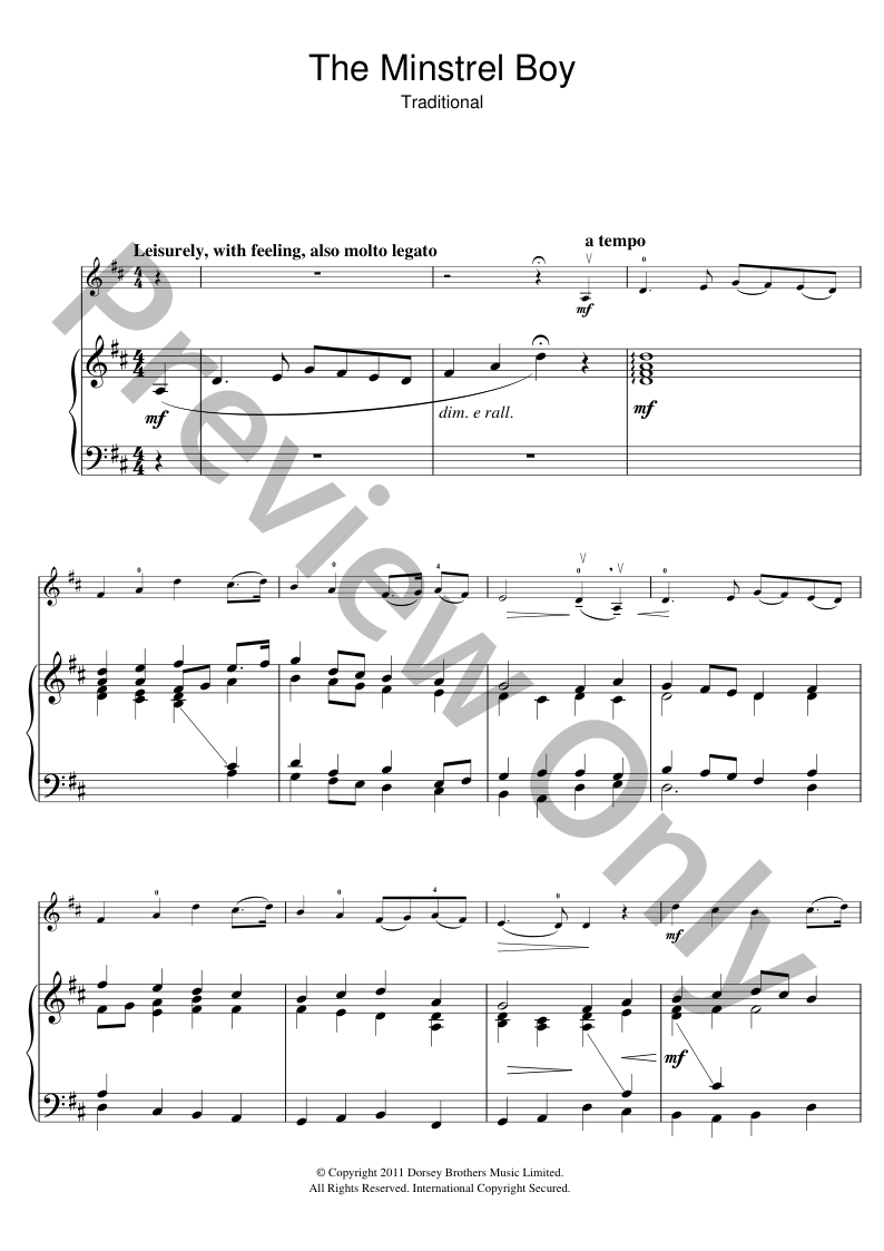 The Minstrel Boy Sheet Music | J.W. Pepper