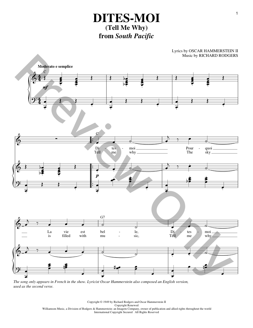 Dites Moi (Tell Me Why) P/V/G Sheet Music | J.W. Pepper