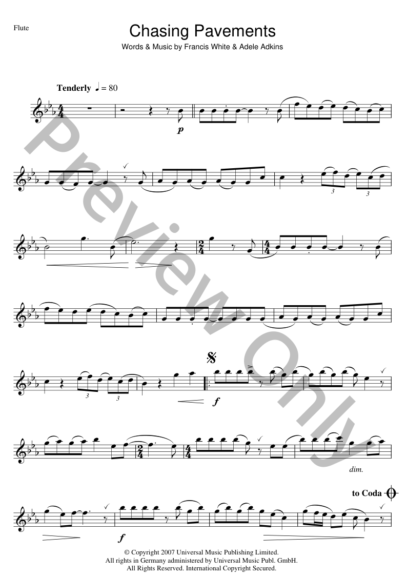 Chasing Pavements Sheet Music | J.W. Pepper