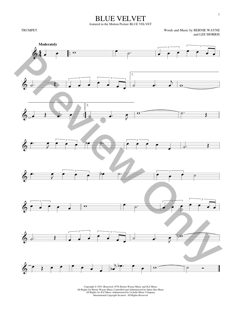 Blue Velvet Sheet Music | J.W. Pepper