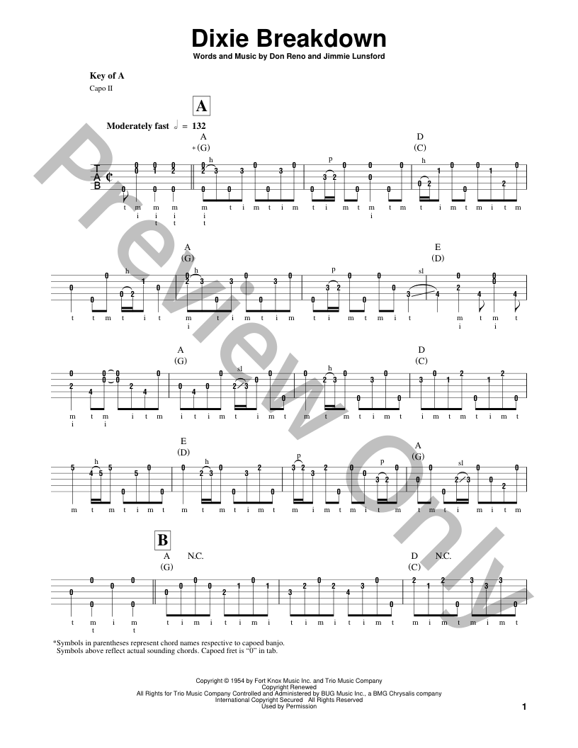 Dixie Breakdown Guitar/Fretted Sheet Music | J.W. Pepper