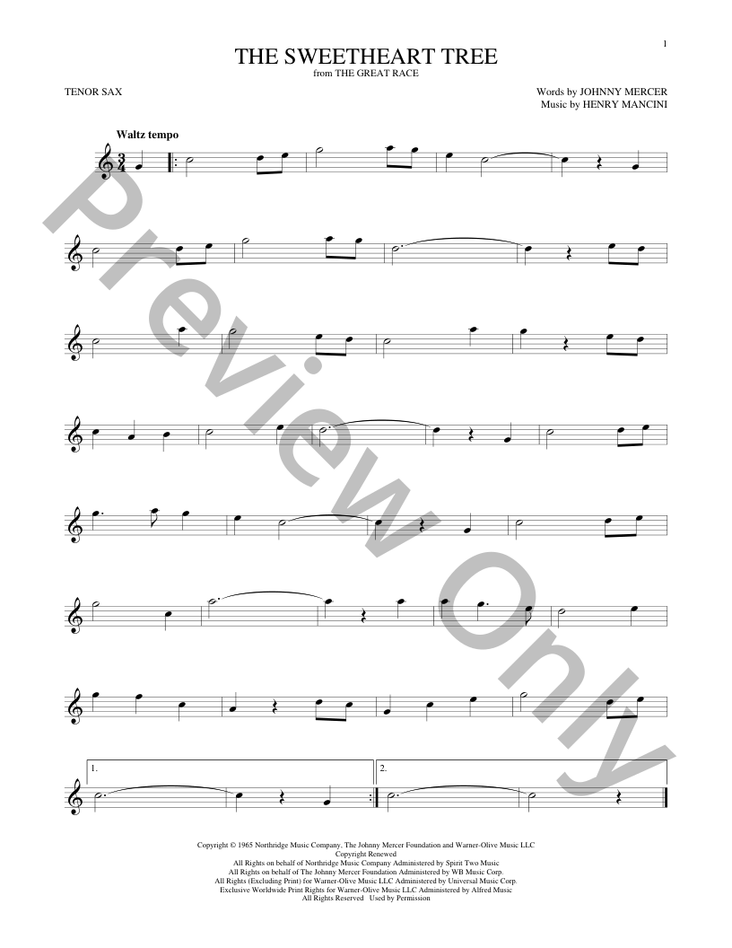 The Sweetheart Tree Sheet Music | J.W. Pepper