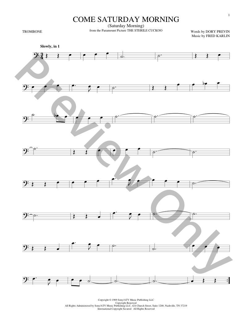 Come Saturday Morning Sheet Music | J.W. Pepper