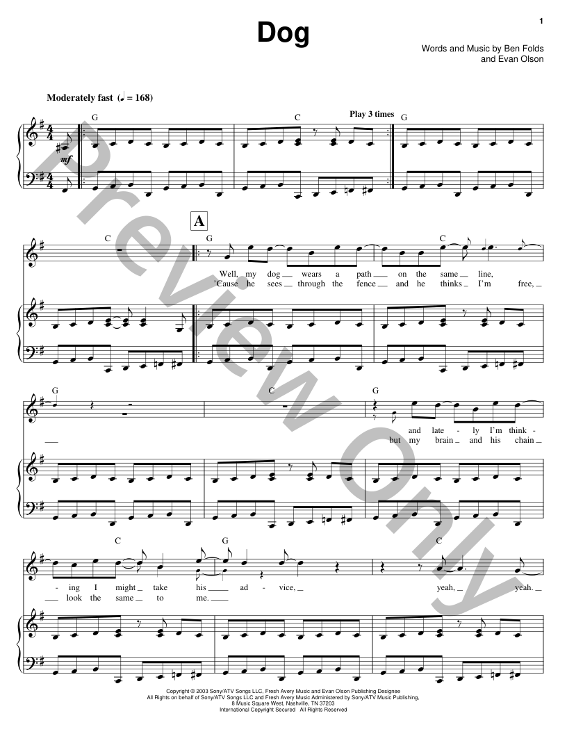 Dog Piano Sheet Music | J.W. Pepper
