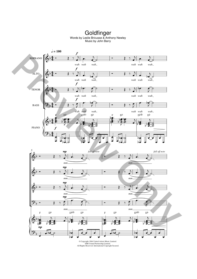 Goldfinger Choral Sheet Music | J.W. Pepper