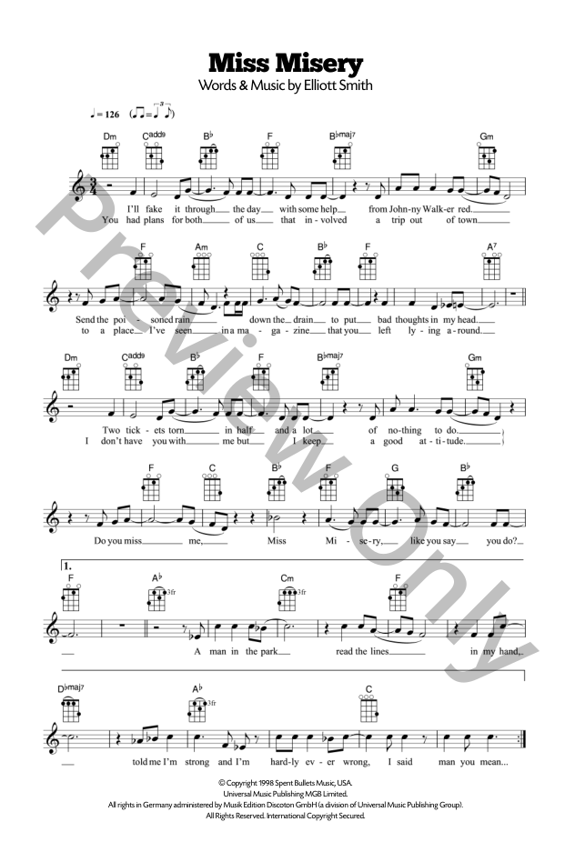 Miss Misery Guitar/Fretted Sheet Music | J.W. Pepper