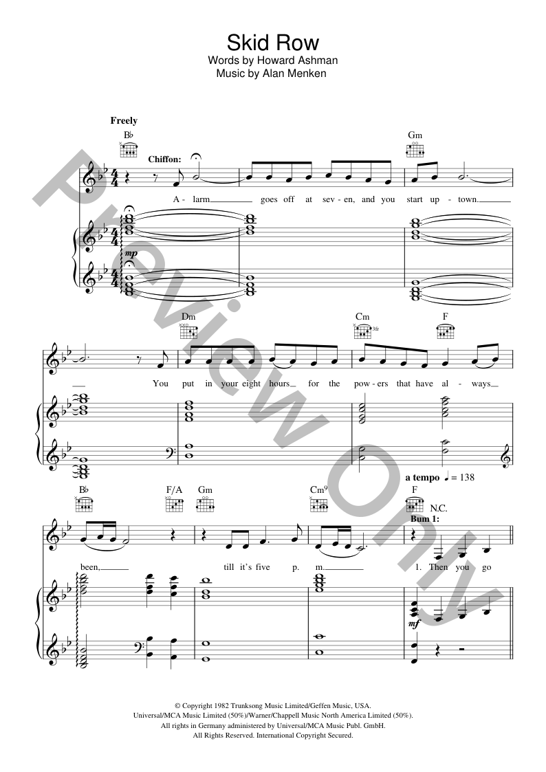 Skid Row (Downtown) P/V/G Sheet Music | J.W. Pepper