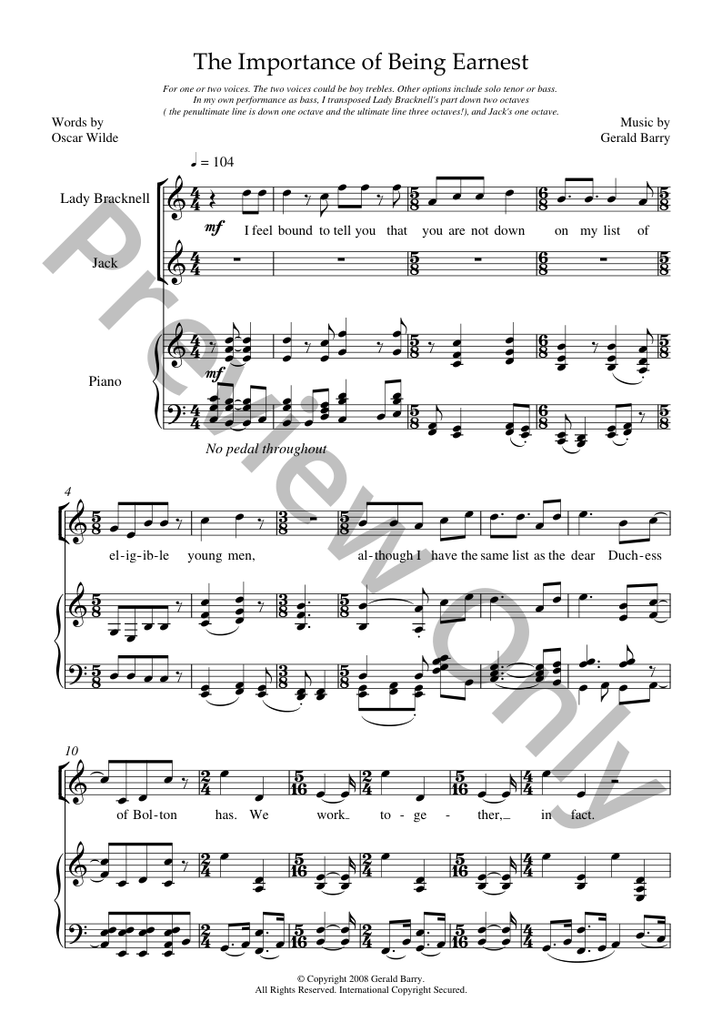 The Importance of Being Earnest | J.W. Pepper