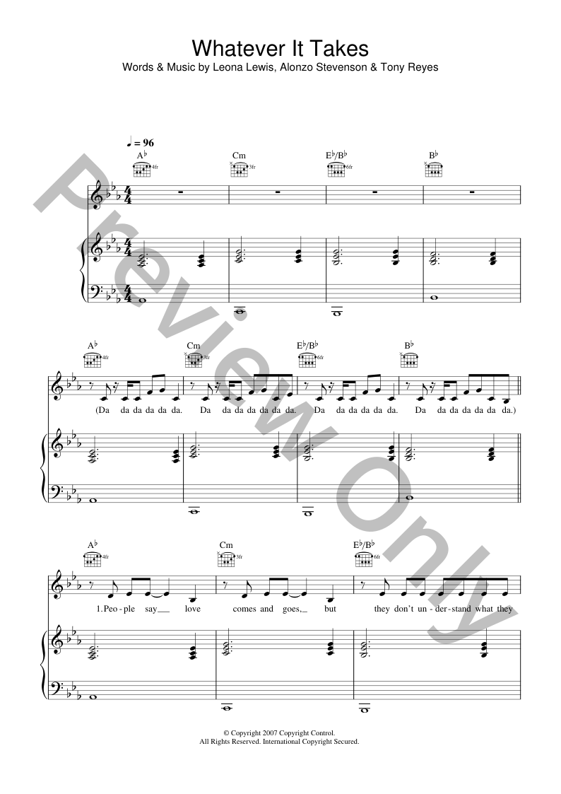 Whatever It Takes P/V/G Sheet Music | J.W. Pepper