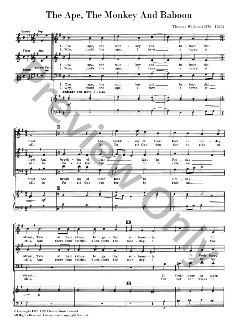 The Ape, The Monkey And Babboon | J.W. Pepper