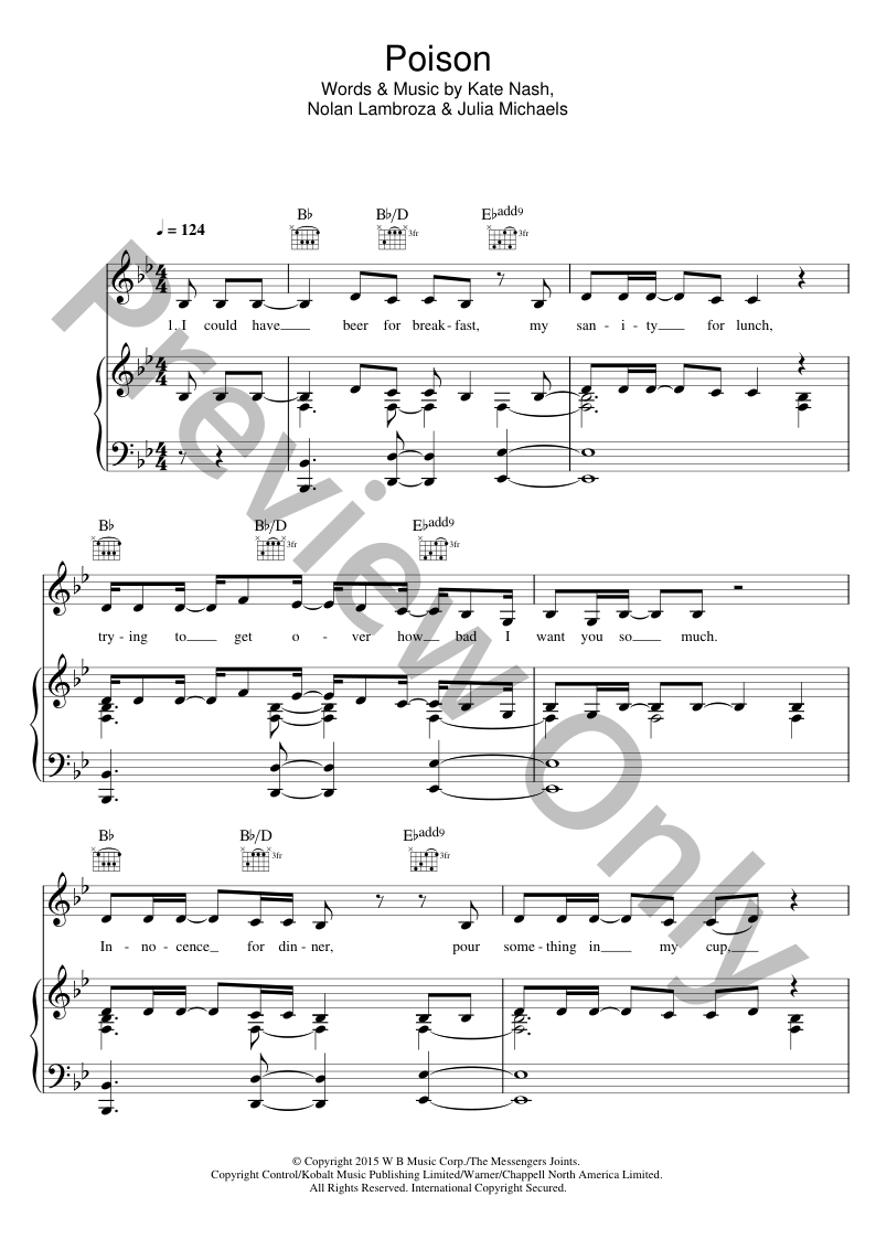 Poison P/V/G Sheet Music | J.W. Pepper