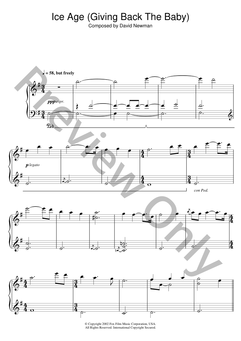 Ice Age (Giving Back The Baby) Piano Sheet Music | J.W. Pepper