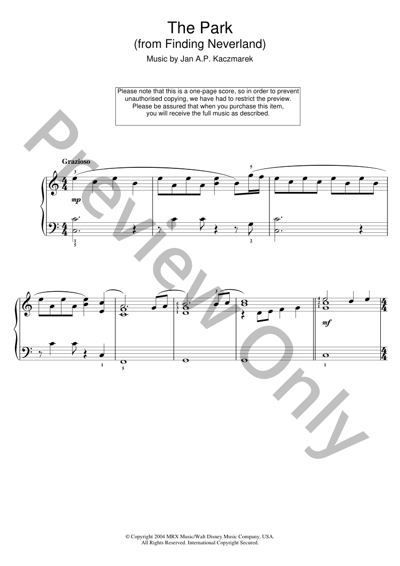 The Park Easy Piano Sheet Music | J.W. Pepper