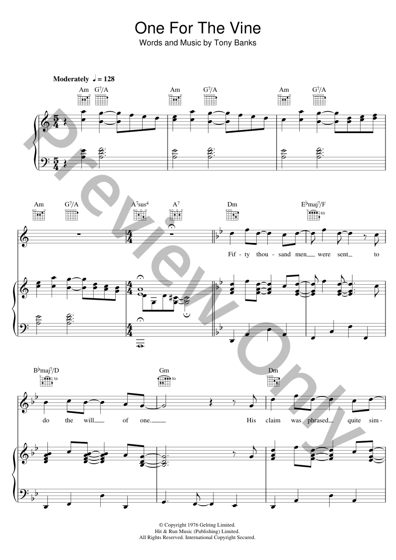 One For The Vine P/V/G Sheet Music | J.W. Pepper