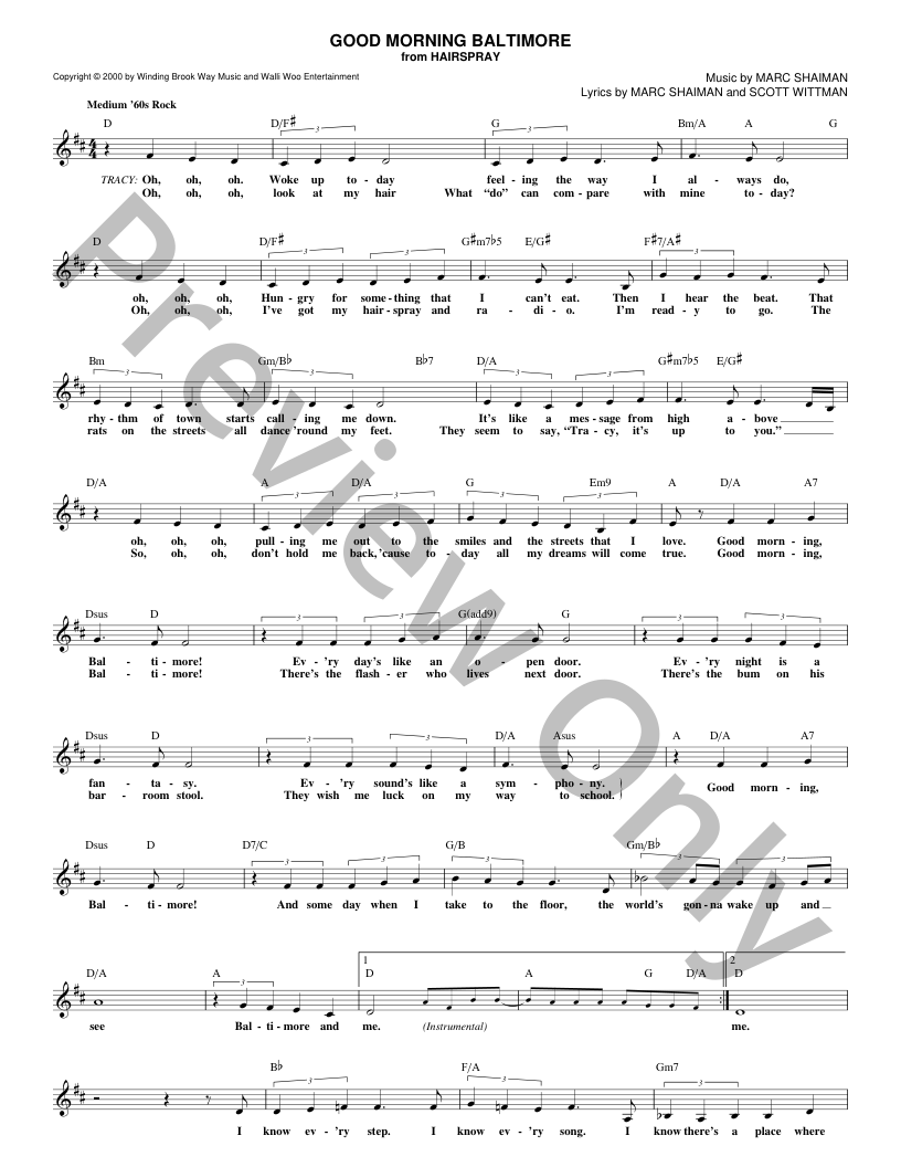 Good Morning Baltimore P/V/G Sheet Music | J.W. Pepper