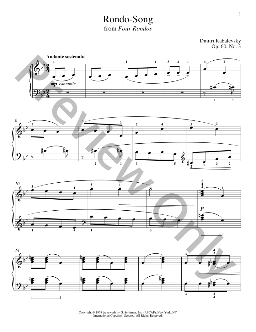 Rondo Song Piano Sheet Music | J.W. Pepper