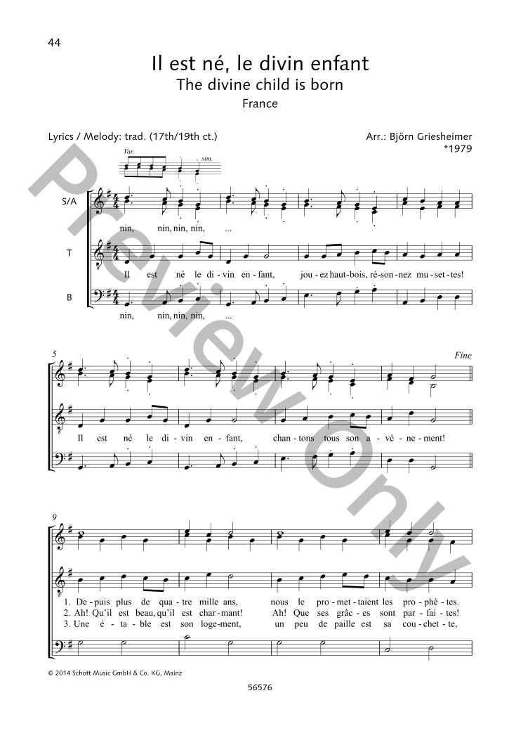 Il Est Ne, Le Divin Enfant | J.W. Pepper