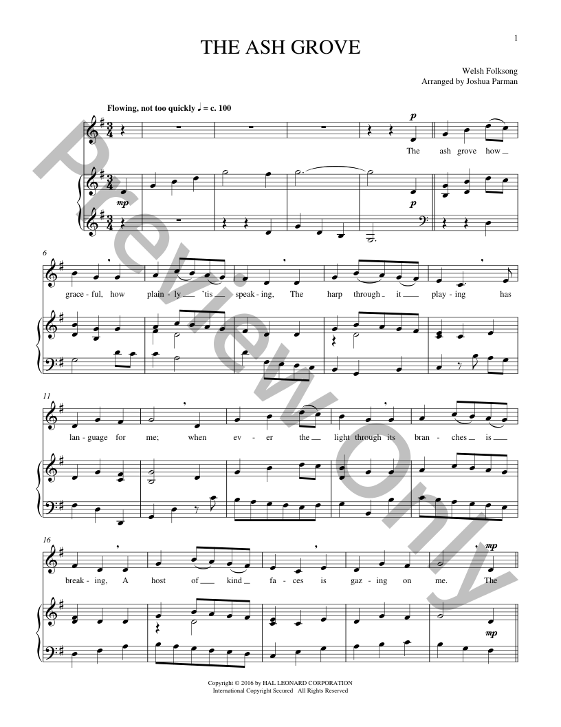 The Ash Grove P/V/G Sheet Music | J.W. Pepper