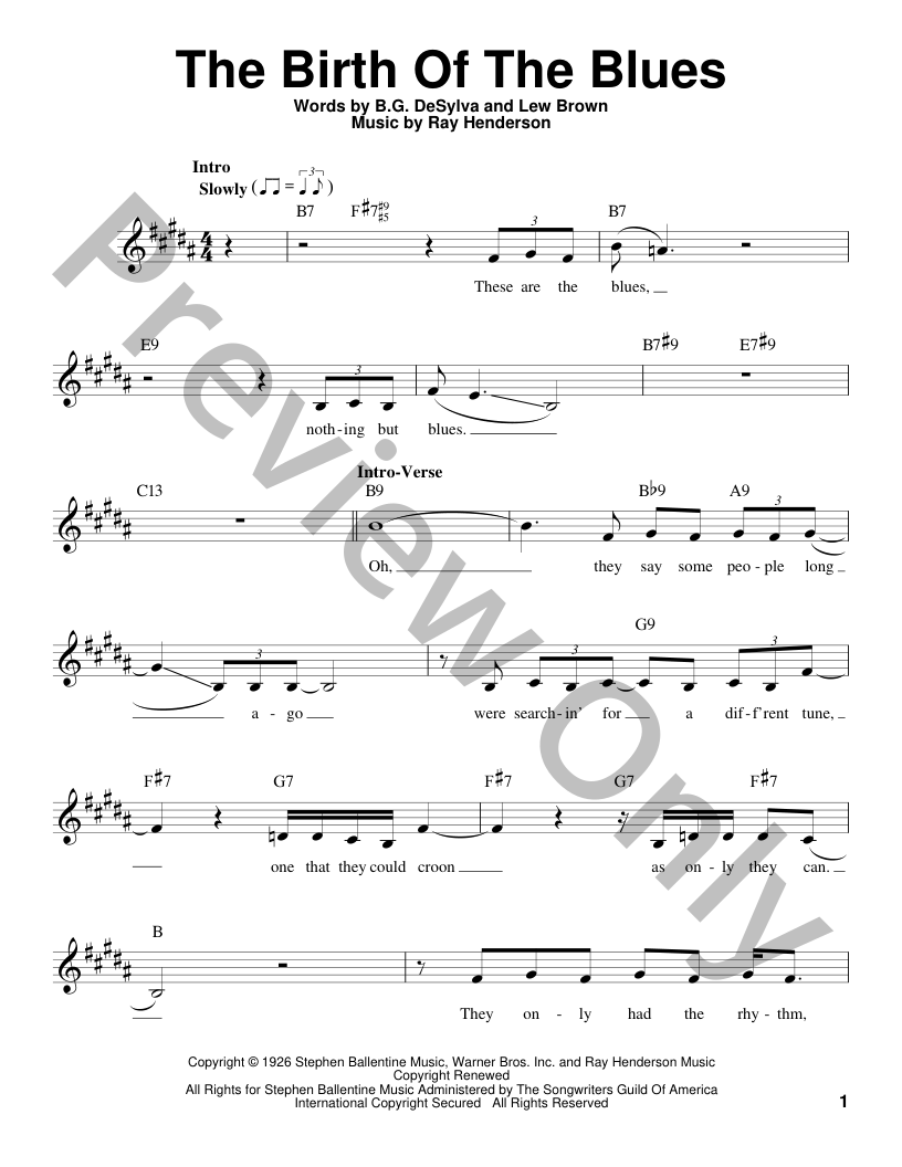 The Birth Of The Blues P/V/G Sheet Music | J.W. Pepper