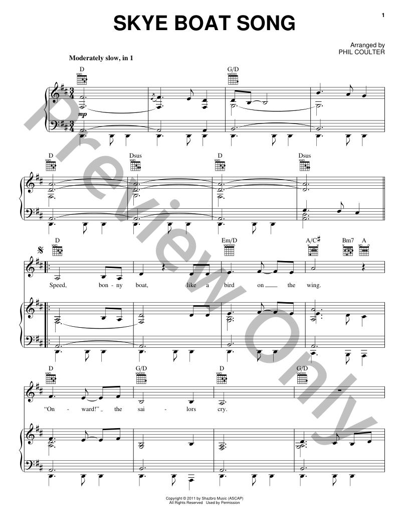 Skye Boat Song P/V/G Sheet Music | J.W. Pepper