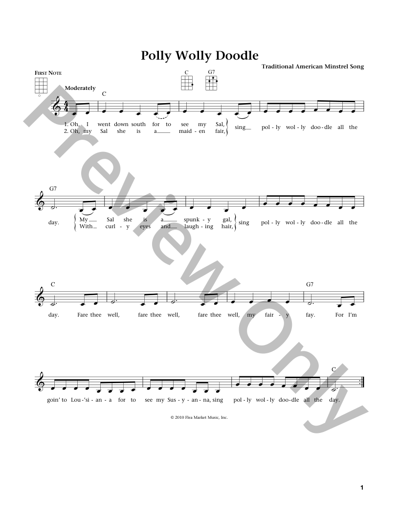 Polly Wolly Doodle Guitar/Fretted Sheet Music | J.W. Pepper