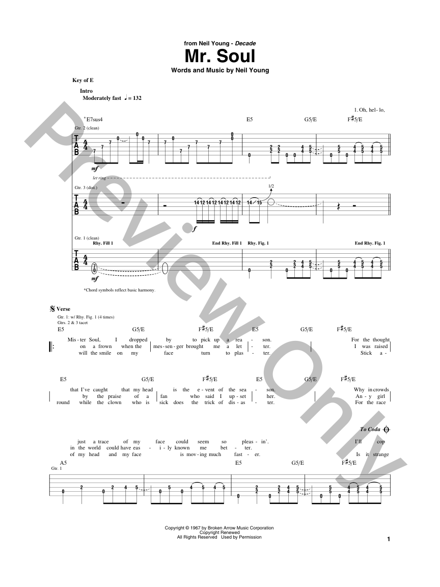 Mister Soul Guitar/Fretted Sheet Music | J.W. Pepper