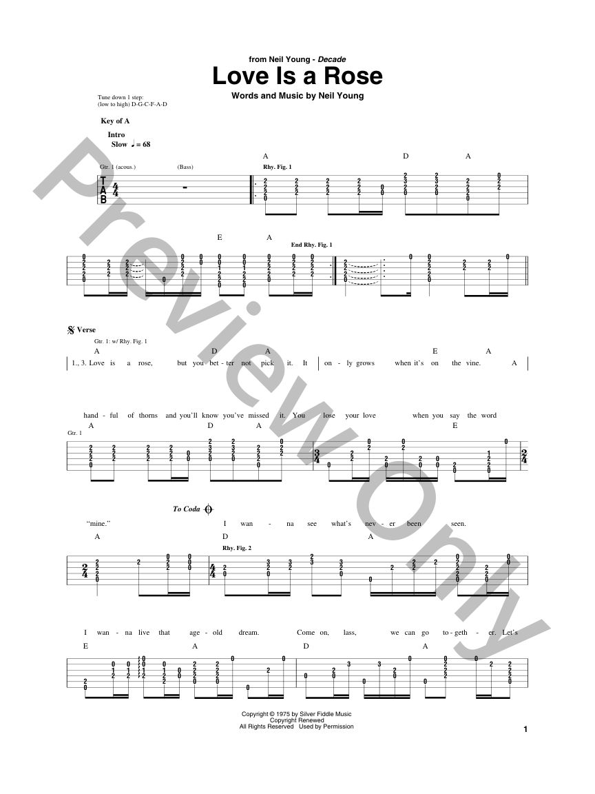 Love Is A Rose Guitar/Fretted Sheet Music | J.W. Pepper