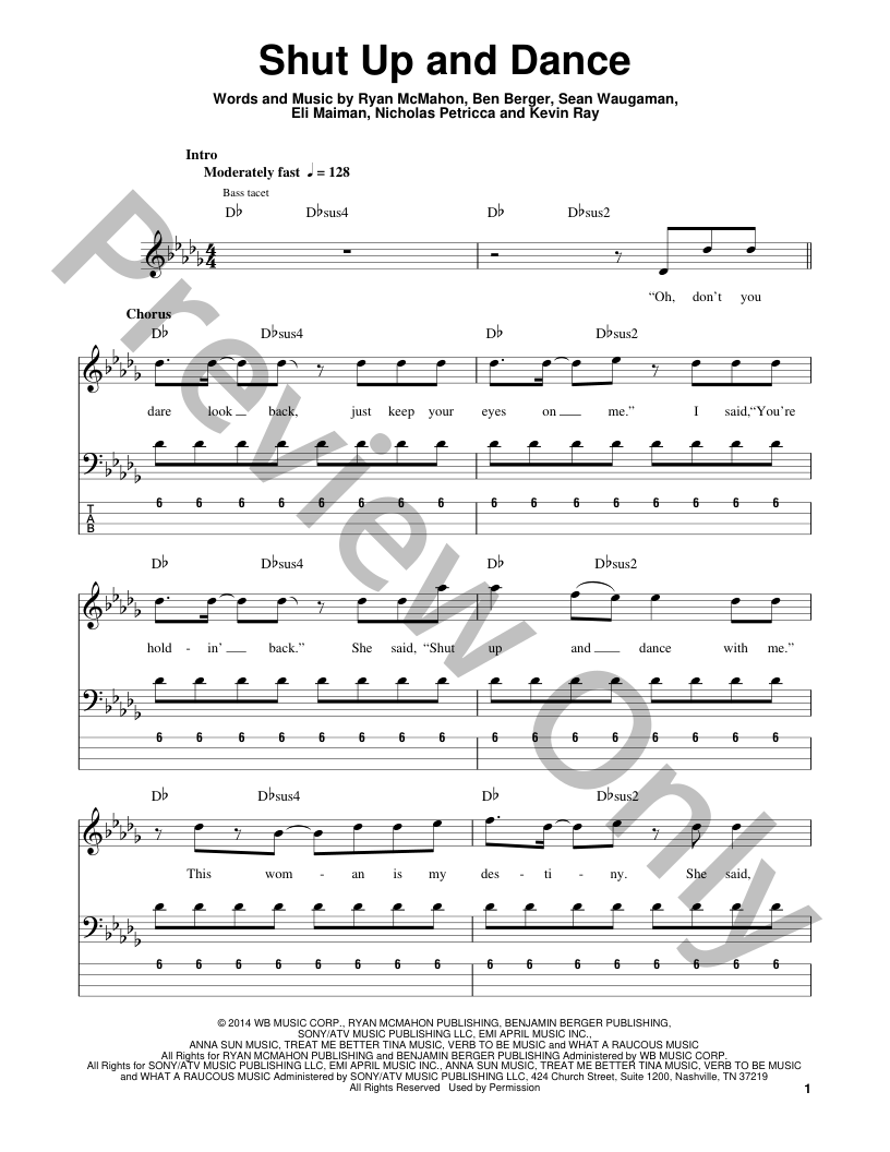 Shut Up And Dance Guitar/Fretted Sheet Music | J.W. Pepper