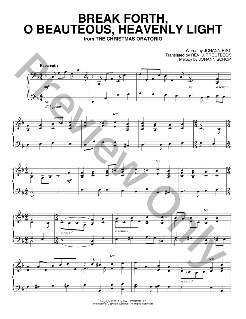 Break Forth, O Beauteous, Heavenly Light | J.W. Pepper