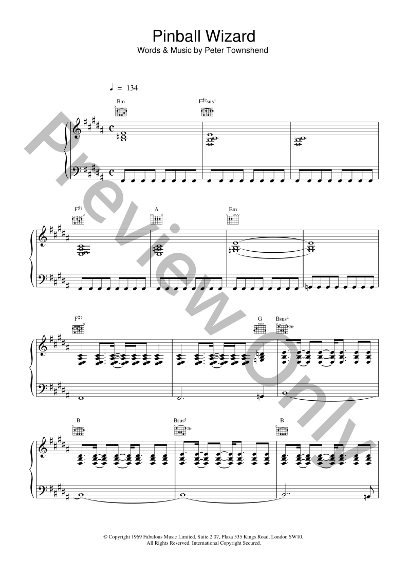Pinball Wizard P/V/G Sheet Music | J.W. Pepper