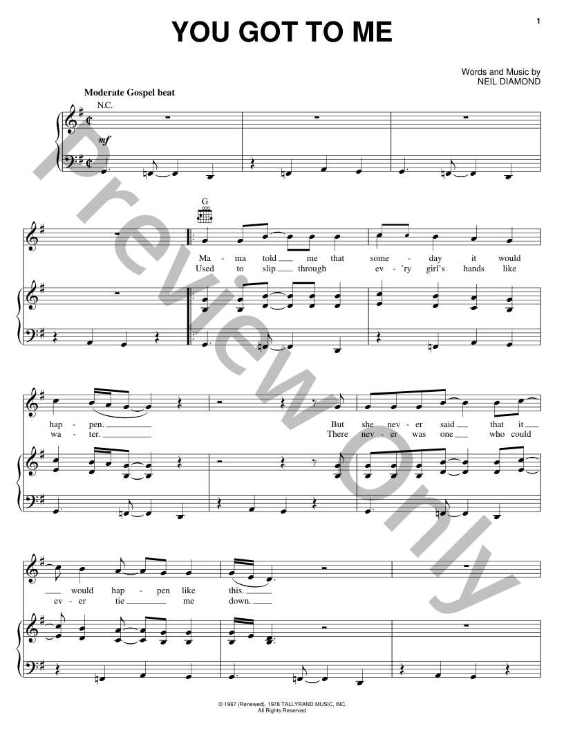 You Got To Me P/V/G Sheet Music | J.W. Pepper
