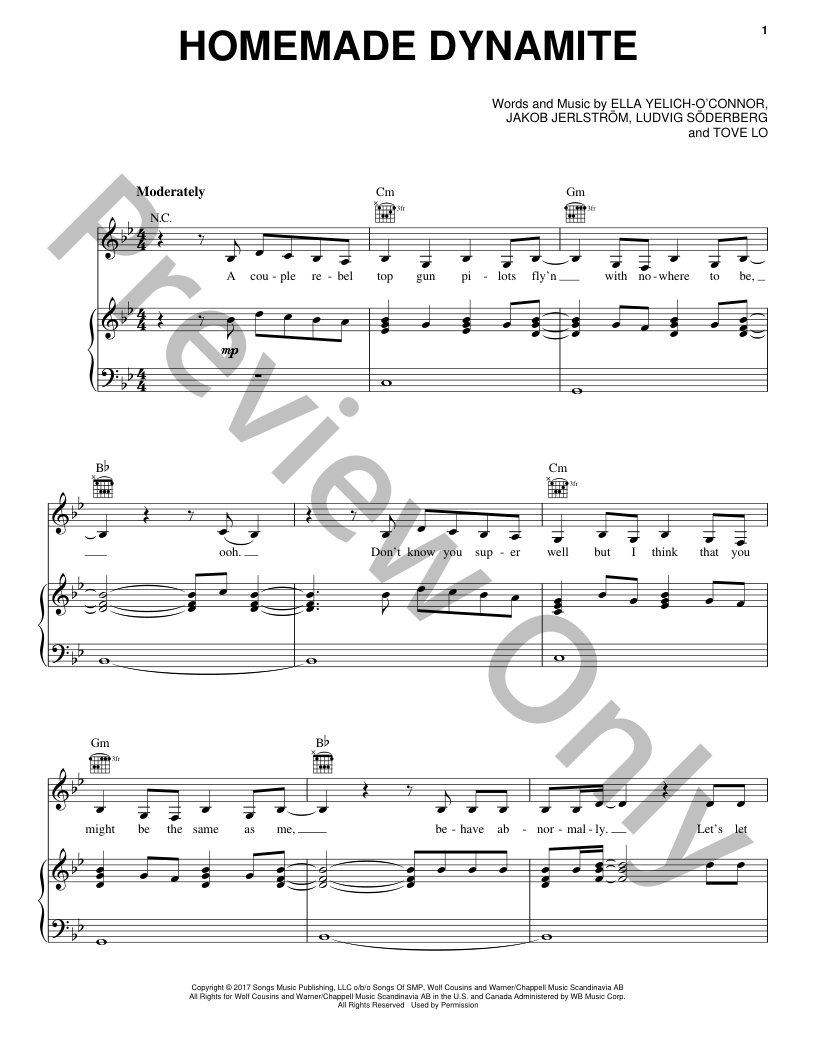Homemade Dynamite P/V/G Sheet Music | J.W. Pepper