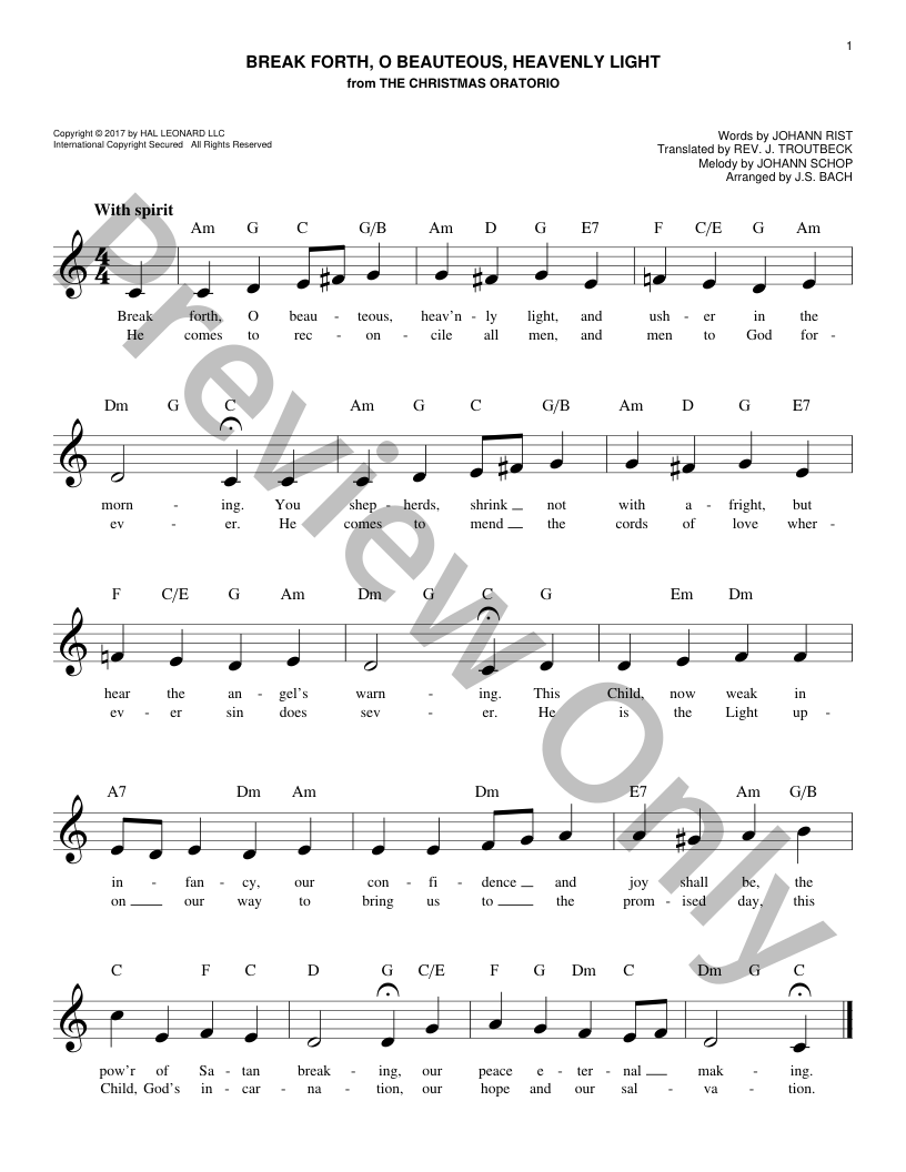 Break Forth, O Beauteous, Heavenly Light | J.W. Pepper