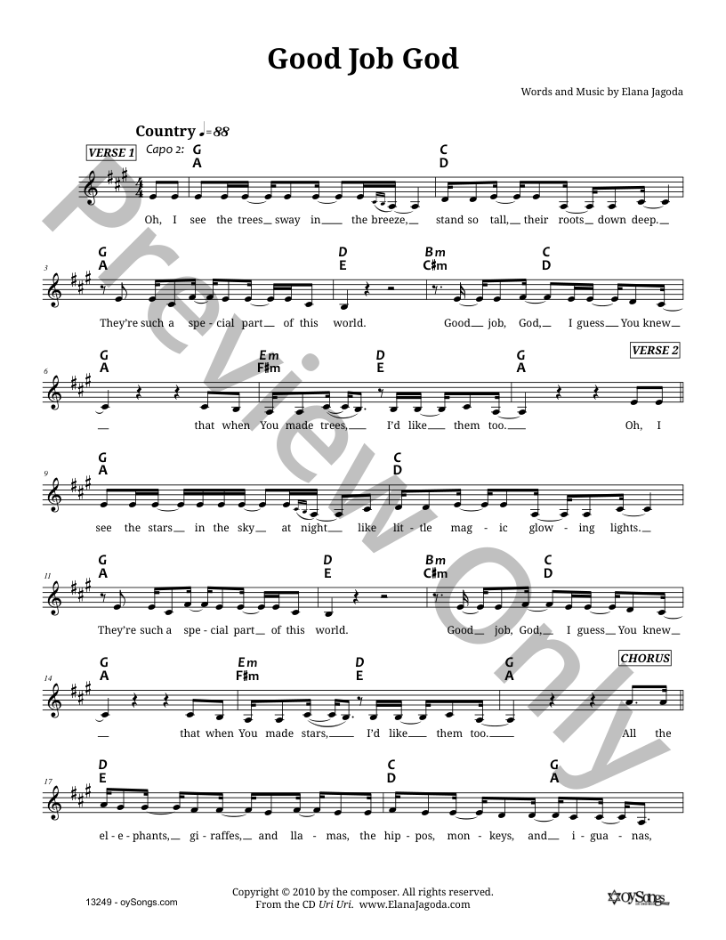 Good Job God P/V/G Sheet Music | J.W. Pepper