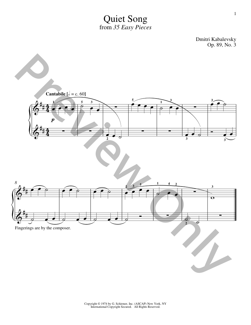 Quiet Song, Op. 89, #3 | J.W. Pepper