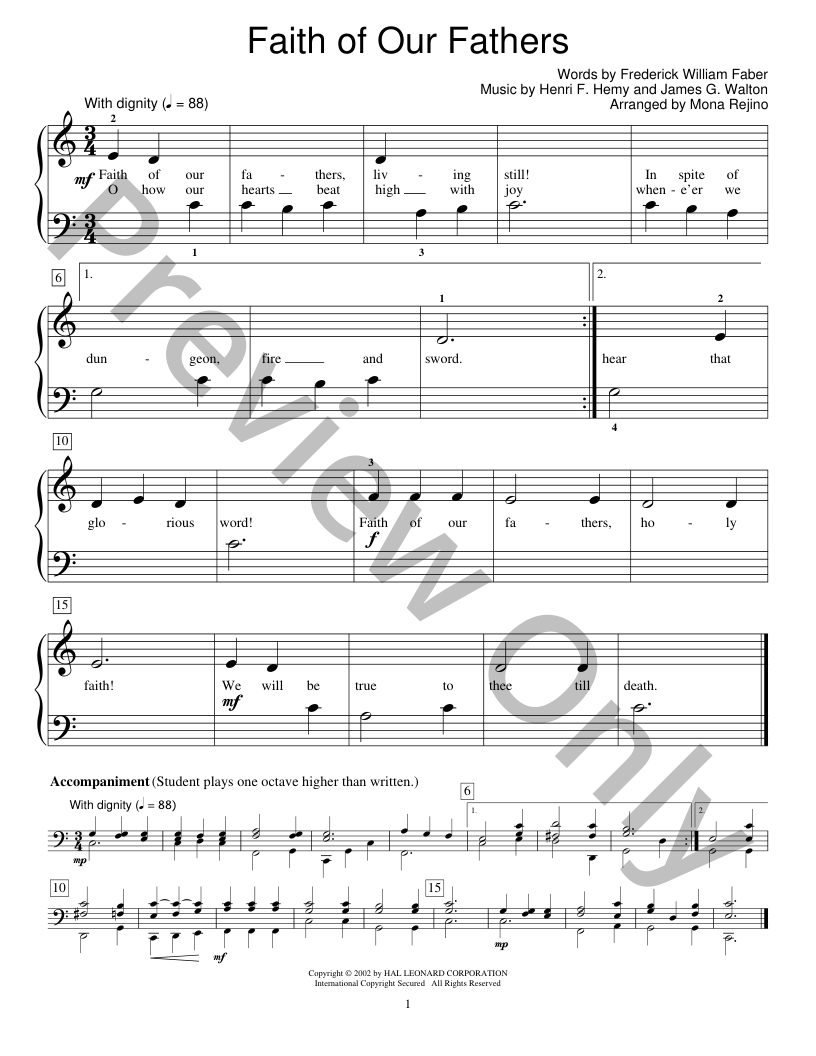 Faith Of Our Fathers Piano Sheet Music | J.W. Pepper