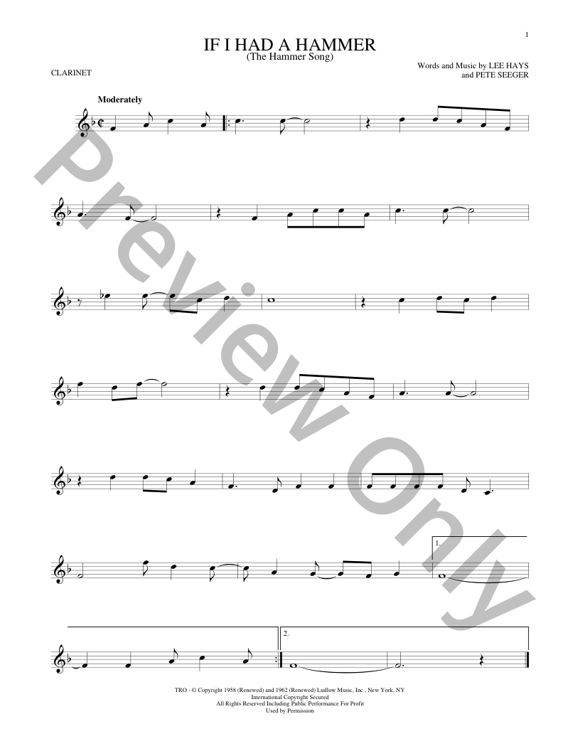 If I Had a Hammer (The Hammer Song) Sheet Music | J.W. Pepper