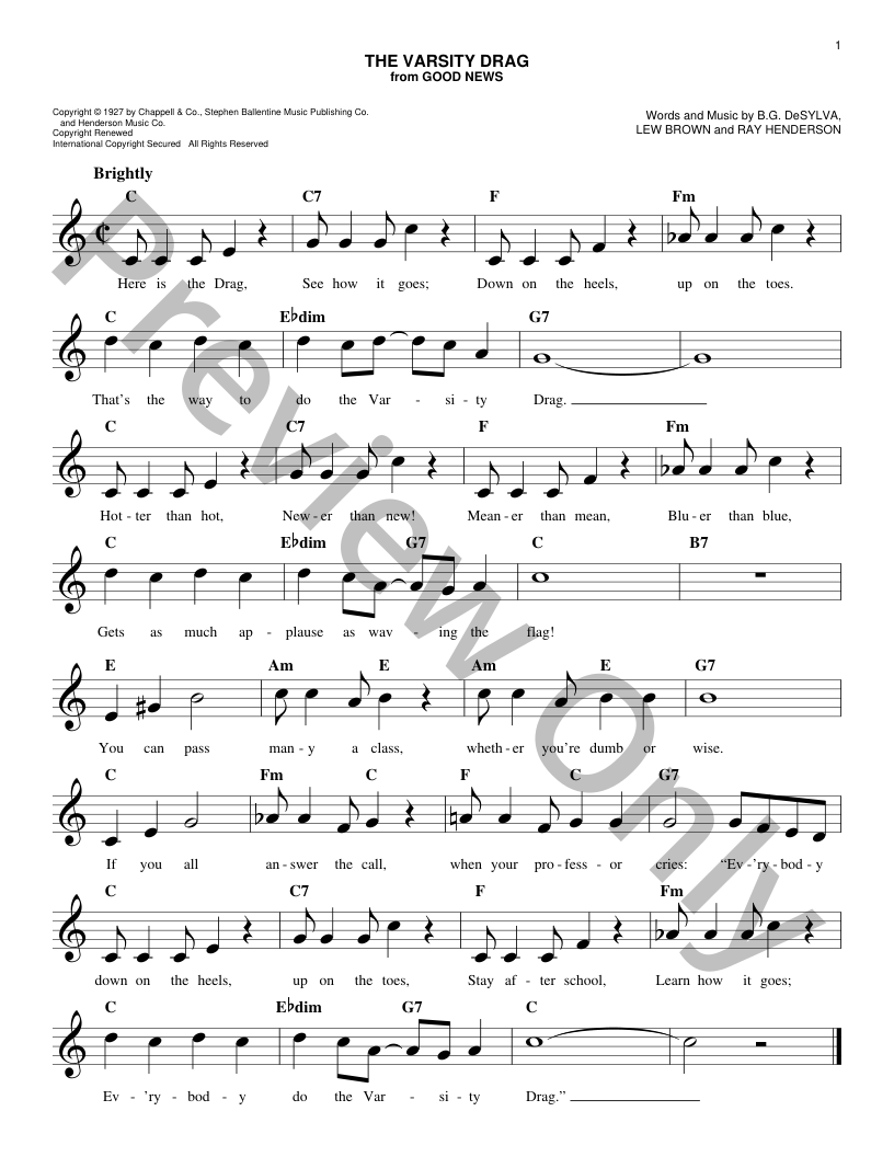 The Varsity Drag P/V/G Sheet Music | J.W. Pepper