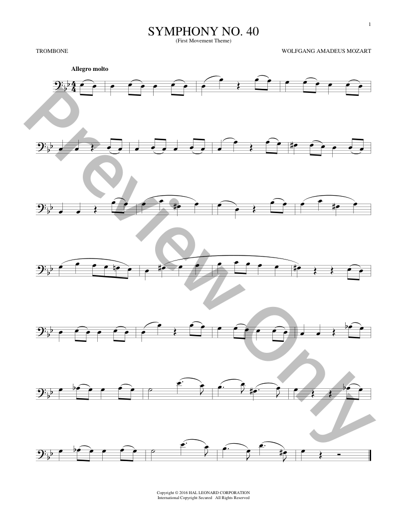 Symphony #40 In G Minor, First Movement Excerpt Sheet Music | J.W. Pepper