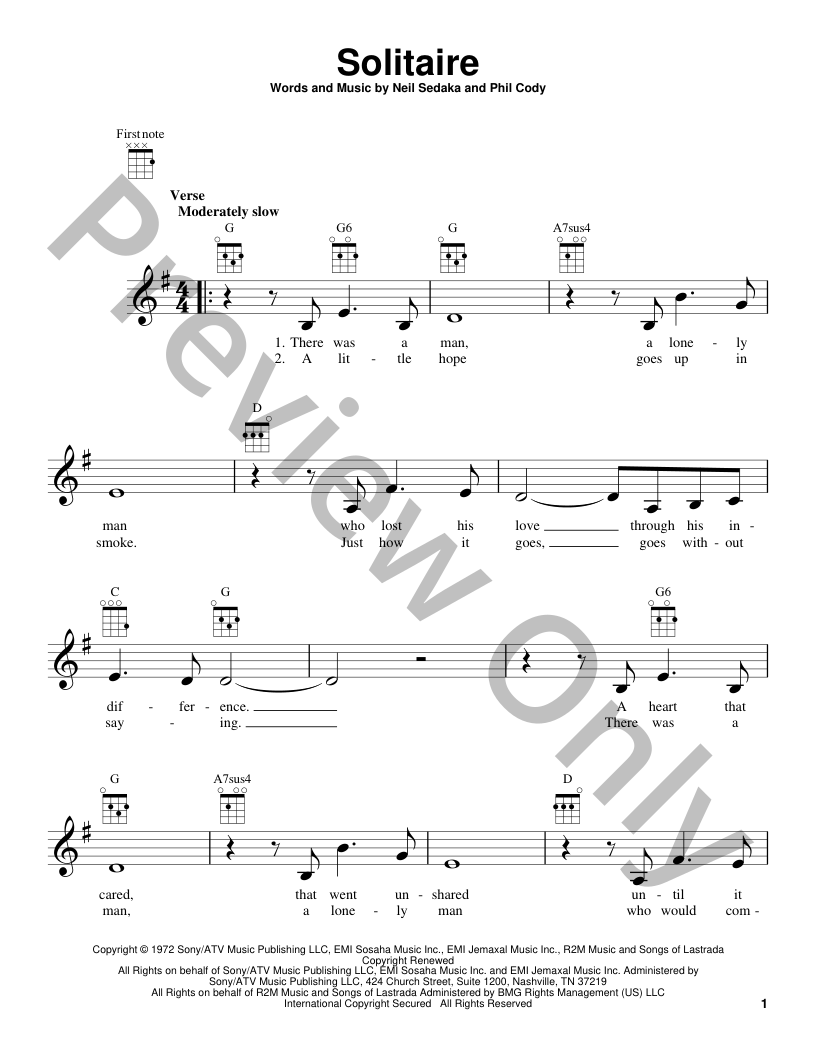 Solitaire Guitar/Fretted Sheet Music | J.W. Pepper