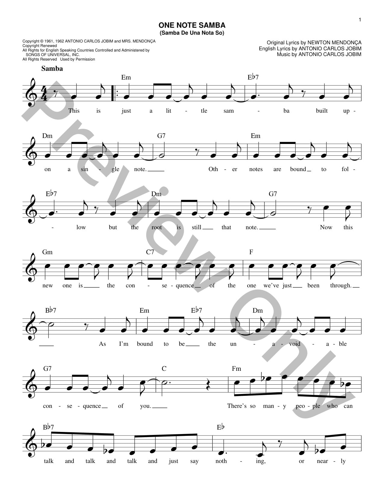 One Note Samba (Samba De Uma Nota So) | J.W. Pepper