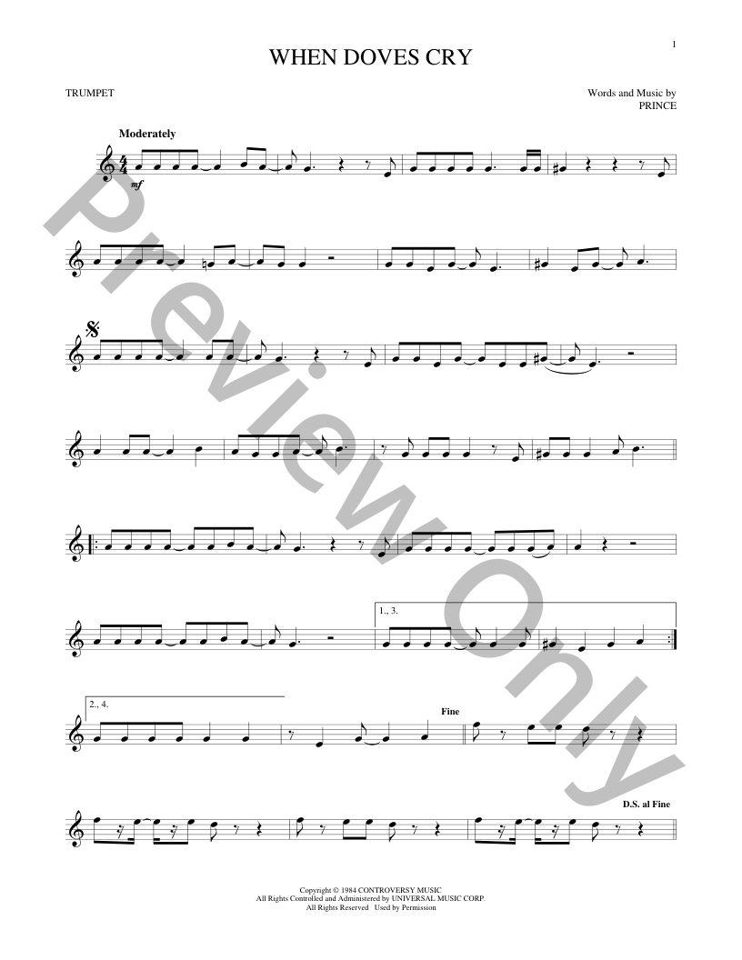 When Doves Cry Sheet Music | J.W. Pepper