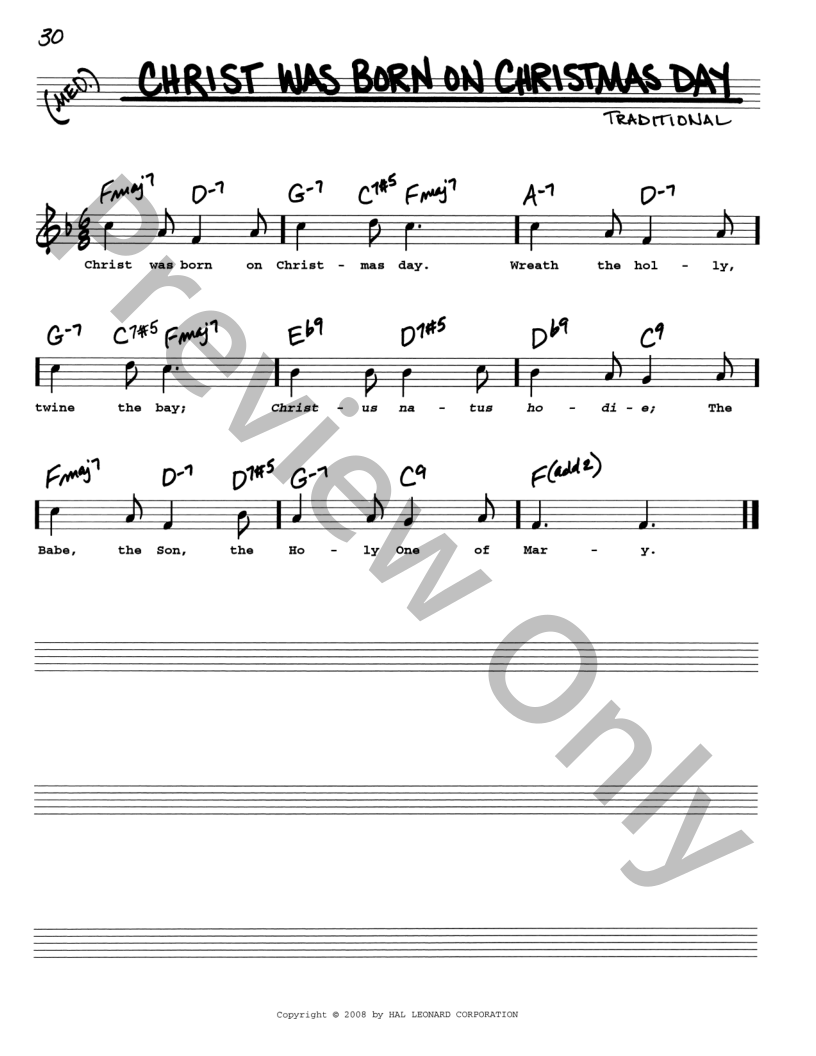 Christ Was Born On Christmas Day P/V/G Sheet Music | J.W. Pepper