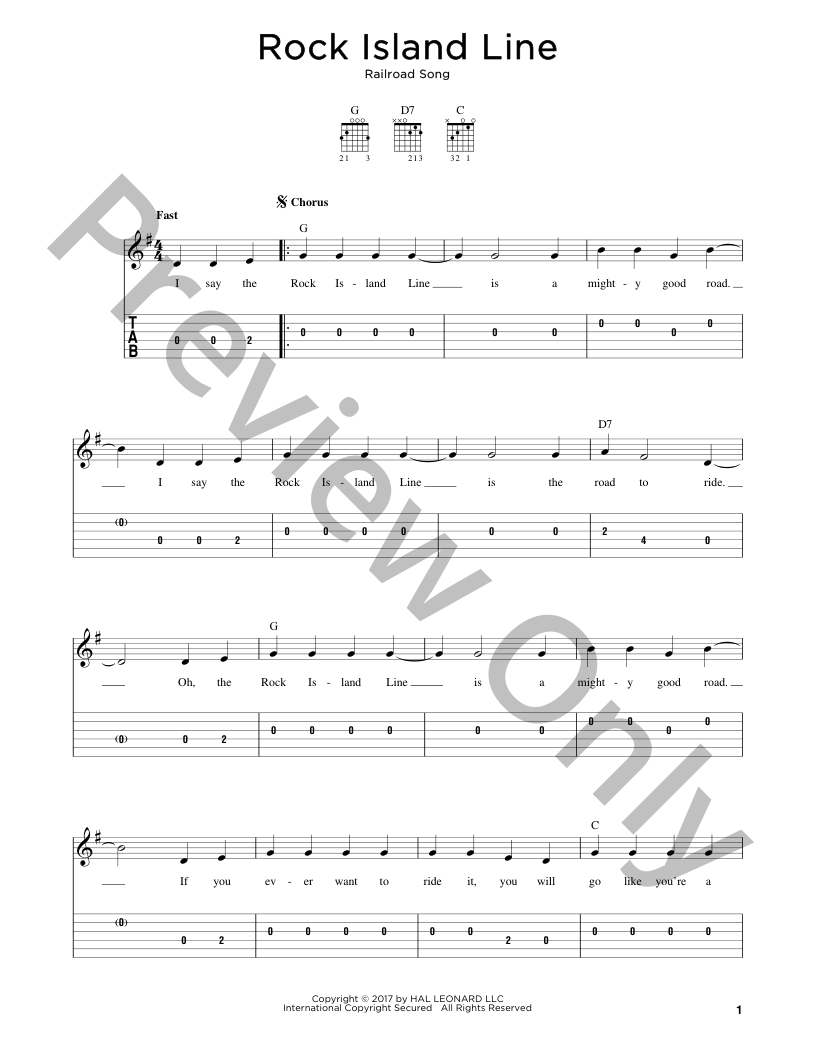 Rock Island Line Guitar/Fretted Sheet Music | J.W. Pepper