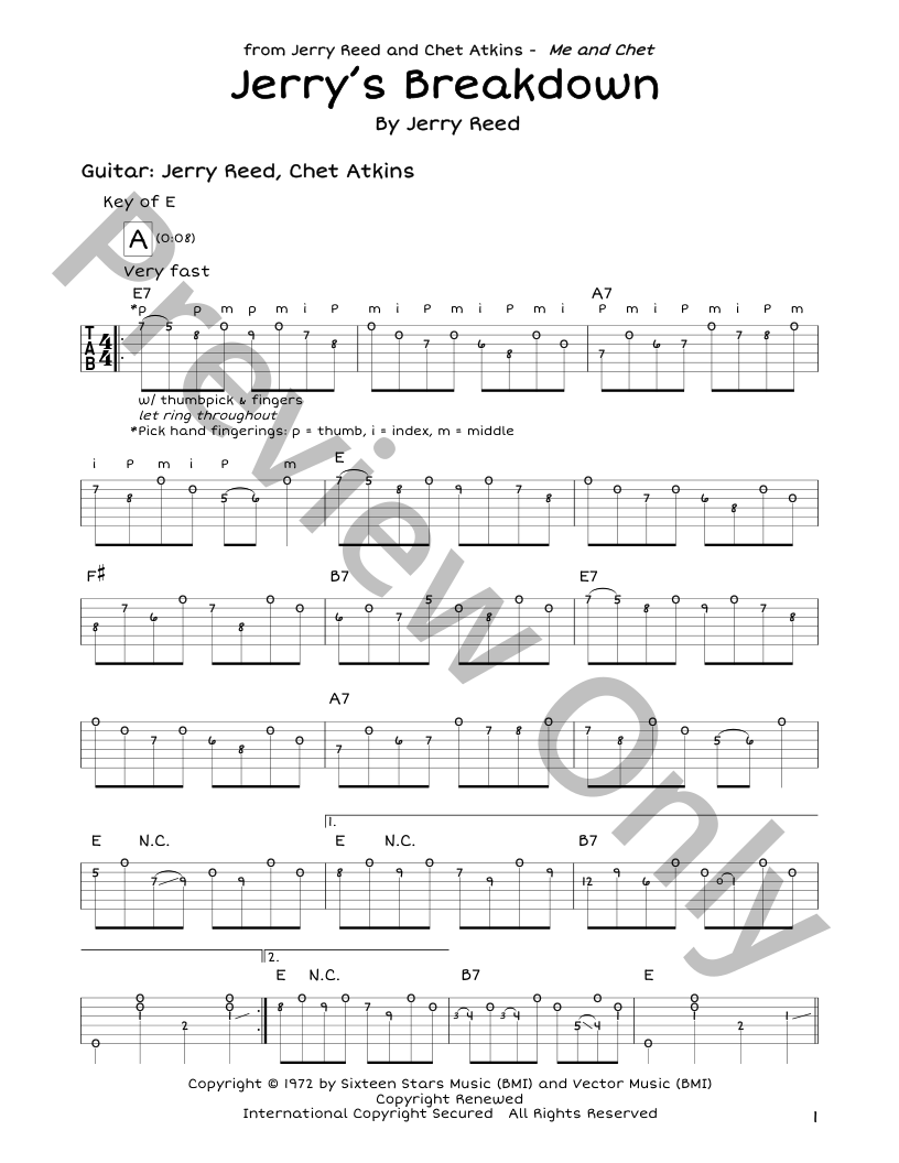 Jerry's Breakdown Guitar/Fretted Sheet Music | J.W. Pepper