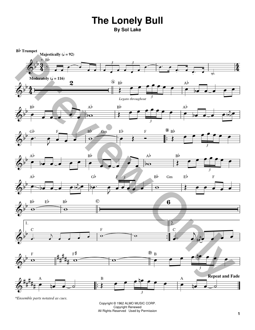 The Lonely Bull Sheet Music | J.W. Pepper