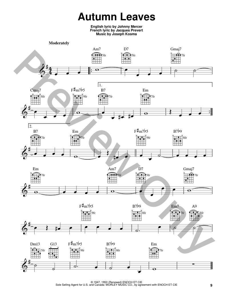 Autumn Leaves Guitar/Fretted Sheet Music | J.W. Pepper